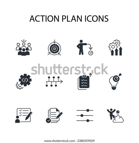 Action Plan Icon Setvectoreditable Strokelinear Style Stock Vector Royalty Free