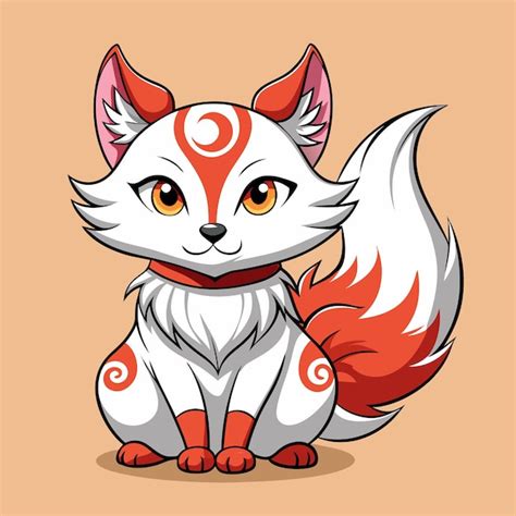 Premium Vector Cute Kitsune Vector Cartoon Graphic