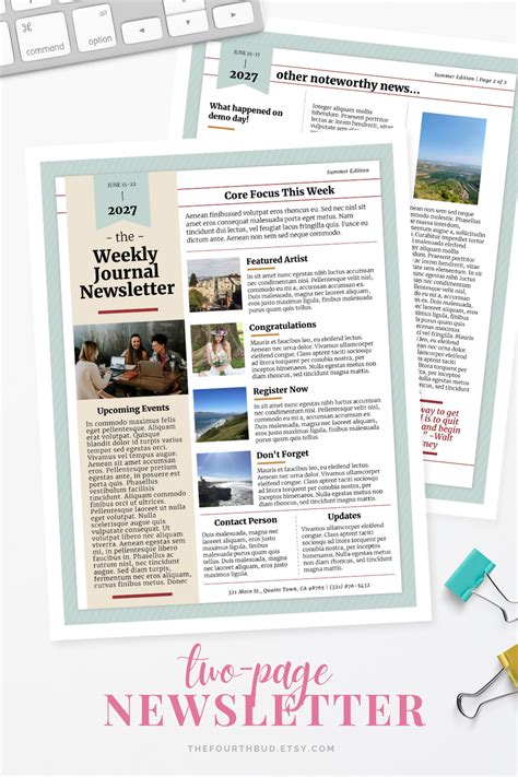 Newsletter Template With Two Pages Newsmagazine Style News And