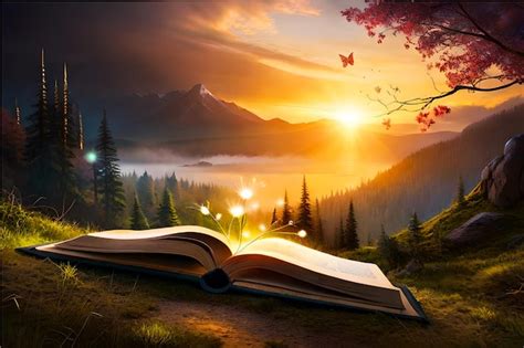 Premium Ai Image Open Magic Book With Growing Lights Magic Powder