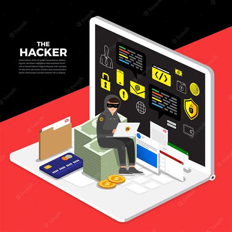 Premium Vector Flat Design Concept Hacker Activity Cyber Thief