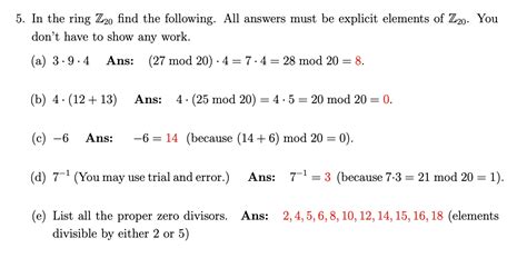 solved show steps for combinatorics problem in the ring z20