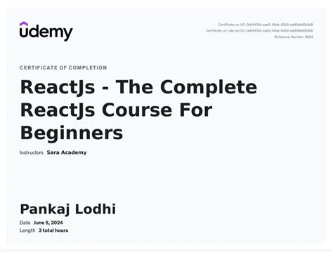 Pankaj Lodhi On Linkedin 🎊🎊 Successfully Completed React Js Course From Udemy Reactjs