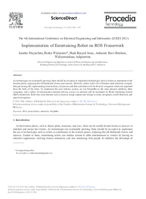 pdf implementation of entertaining robot on ros framework