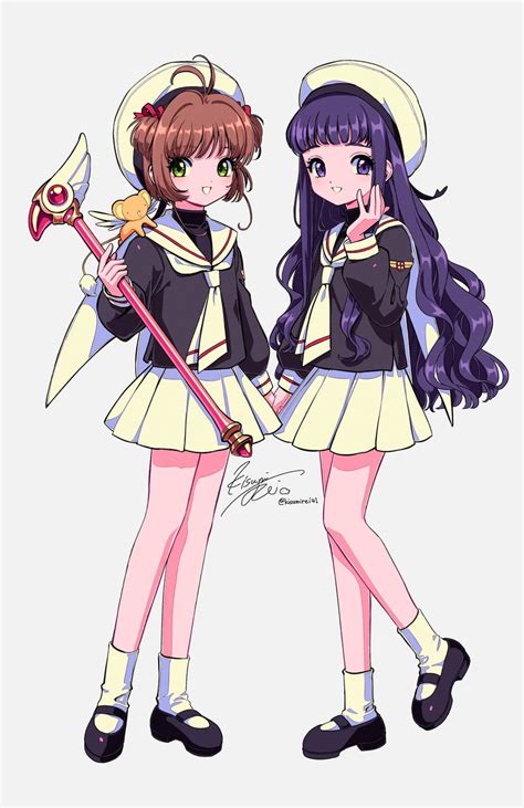 Kinomoto Sakura Kero And Daidouji Tomoyo Cardcaptor Sakura Drawn By Kisumi Rei Danbooru