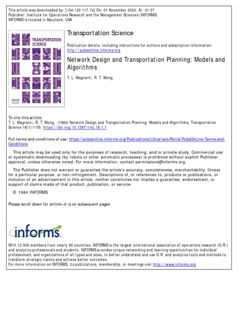 magnanti wong 1984 network design and transportation planning models