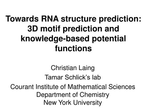 Ppt Towards Rna Structure Prediction 3d Motif Prediction And