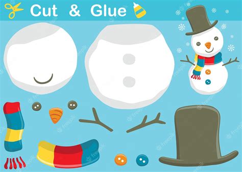 Забавный снеговик со снежинкой. развивающая бумажная игра для детей ...