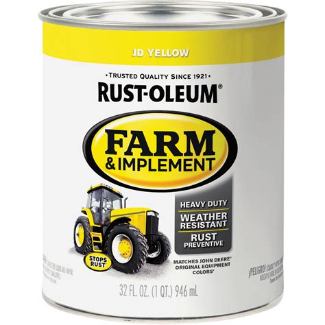 Rust Oleum 1 Quart Jd Yellow Gloss Farm And Implement Enamel Hemlock