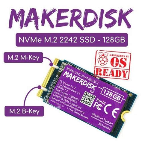 Nvme 2242 Bm Key Makerdisk Ssd 128gb With Raspberry Pi Os
