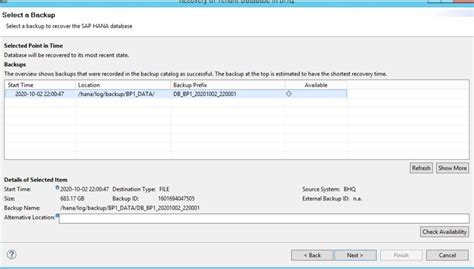 Hana Db Refreshcopy Using Point In Time Recovery Sap Community
