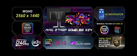 Msi Mag 274qp Qd Oled X24 27 Inch Wqhd Gaming Monitor 2560
