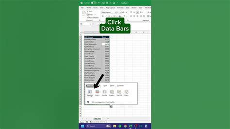 how to create data bars in 10 sec quick excel tip exceltips databars exceltutorial youtube