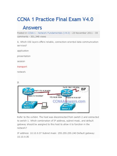 Ccna 1 Practice Final Exam V4 Port Computer Networking Computer Network
