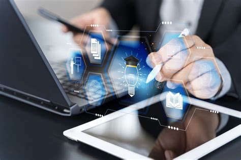 Online Education Technology Concept E Learning Education Internet Lessons And Online Webinar