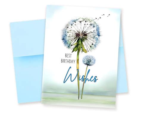 Watercolor Dandelion Birthday Card Make A Wish Etsy