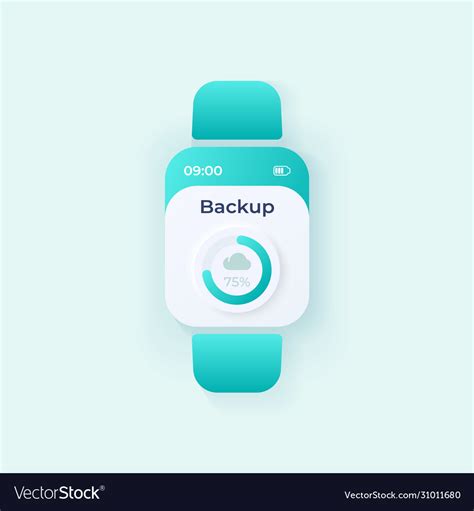 Files Backup Smartwatch Interface Template Mobile Vector Image