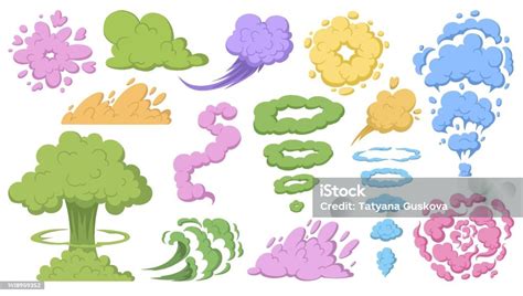 화려한 연기 구름 구름 퍼프 다채로운 찜질 구름 흐름 파스텔 색상 구름 벡터 일러스트 레이 션 세트 먼지 구름 수집 구름에 대한 스톡 벡터 아트 및 기타 이미지 Istock