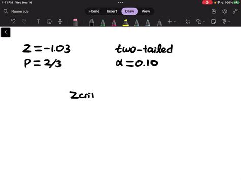 SOLVED The Test Statistic Of Z Is Obtained When Testing The Claim That P This Is A Two Tailed