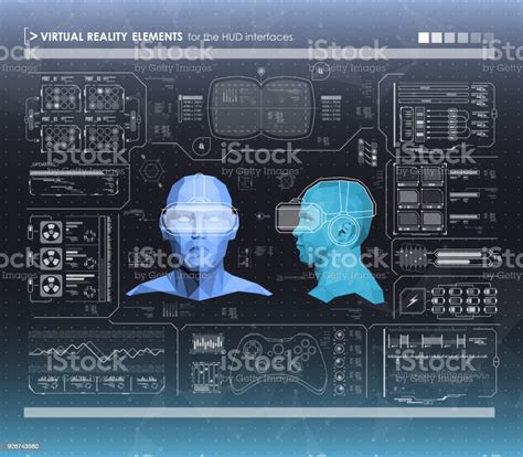 흑인과 백인 Infographic 요소의 집합입니다 웹 및 응용 프로그램 미래의 사용자 인터페이스에 대 한 헤드 업 디스플레이 요소 가상현실에 대한 스톡 벡터 아트 및 기타