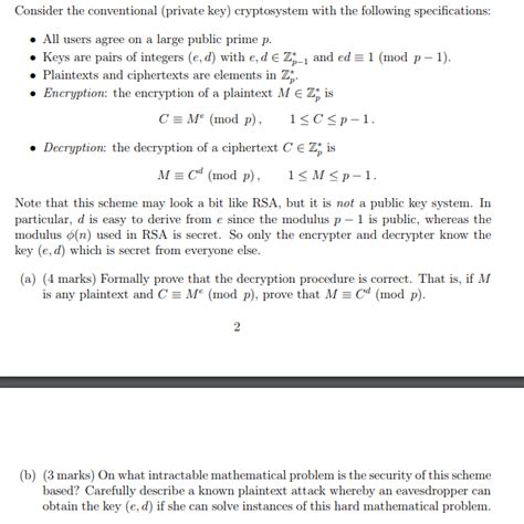 Consider The Conventional Private Key Cryptosystem