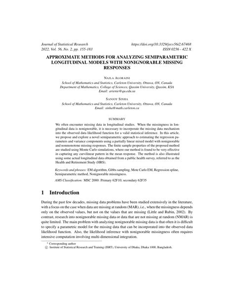 Pdf Approximate Methods For Analyzing Semiparametric Longitudinal