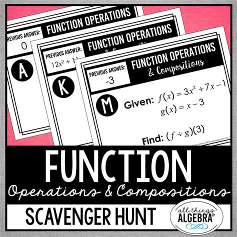Function Operations And Compositions Scavenger Hunt All Things Algebra®