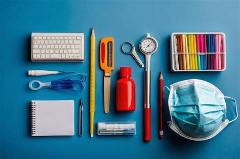 A Table With A Computer Keyboard A Cup A Pencil A Ruler And A Ruler