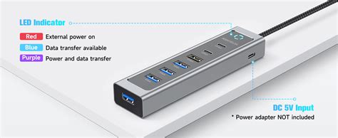 Rshtech Usb C Hub Gbps Port Usb Splitter With X Gbps Data Ports C A X Usb