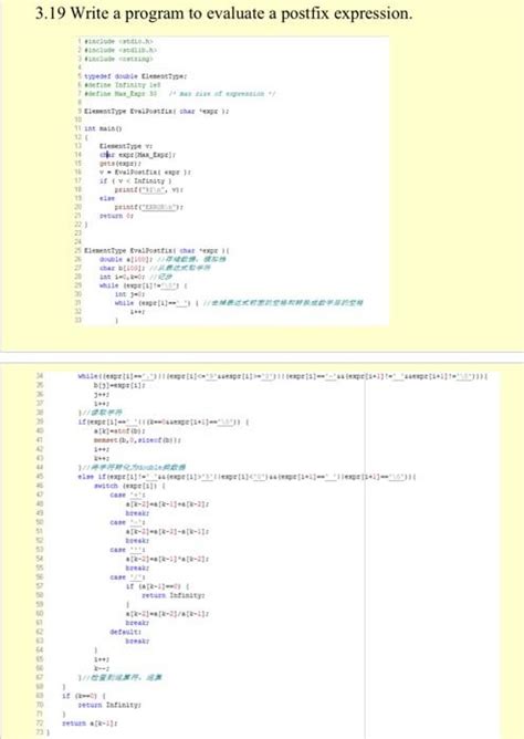 Solved 319 Write A Program To Evaluate A Postfix