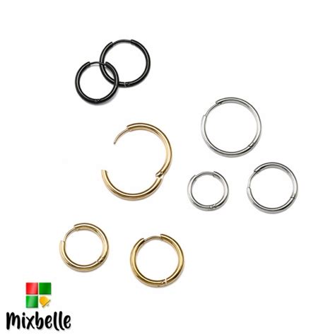 ต่างหูห่วง แบบบาง สแตนเลสแท้ 316l เครื่องประดับแฟชั่น สำหรับผู้ชายและผู้หญิง Stainless Steel