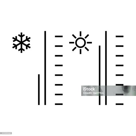 더위와 추위를 측정하는 온도계 벡터 일러스트레이션 세트 덥거나 추운 날씨를 보여주는 온도계 장비 측정 스케일의 저온 및 고온 여름 겨울의 측정 날씨 0명에 대한 스톡 벡터