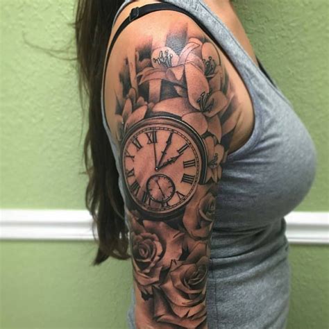 Tattoo Rose And Clock Watercolor Tattoo Design