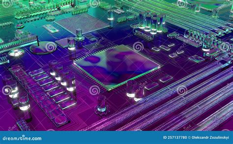 Closeup Of CPU GPU Processor Mother Board Future Technology D Stock Illustration Illustration