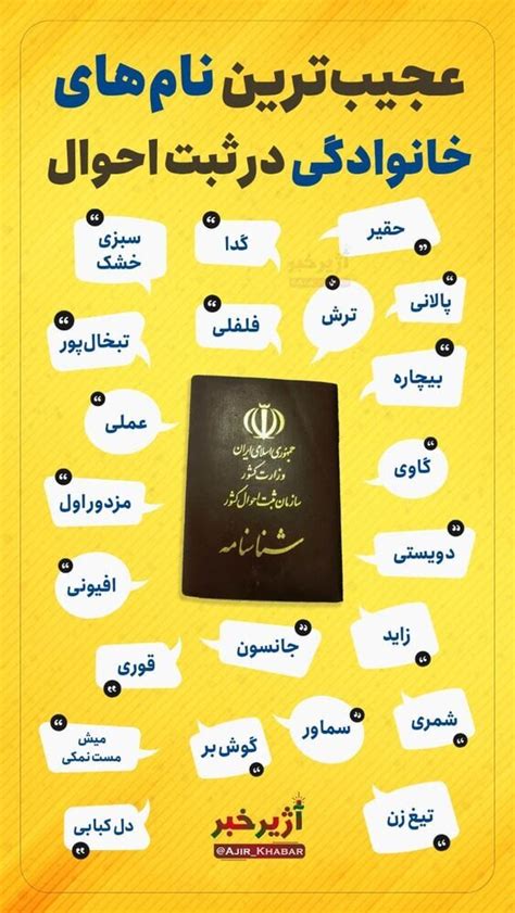 عجیب‌ و غریب ترین اسامی نام‌های خانوادگی در ثبت احوال عکس سلام نو