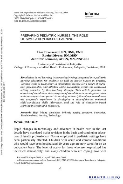 pdf preparing pediatric nurses the role of simulation based learning