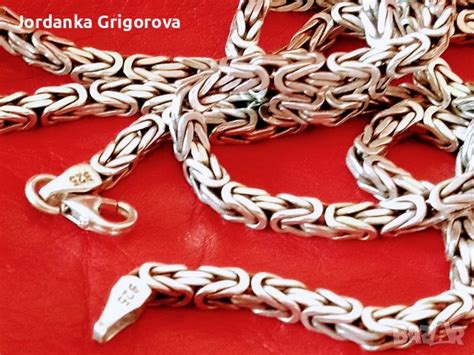 Масивен сребърен синджир кралска плетка в Колиета медальони синджири в гр Пазарджик