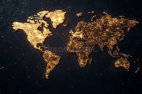 A Glowing Political Map Highlights Illuminated Countries And Continents On A Dark Backdrop