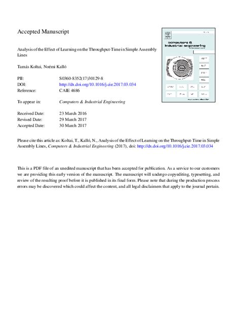 Pdf Analysis Of The Effect Of Learning On The Throughput Time In