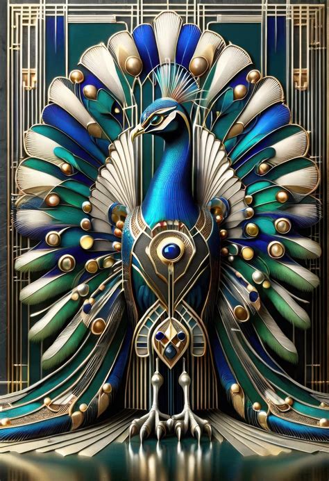 Art Deco Peacock Etsy
