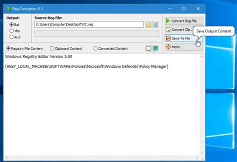 Convert Reg File To Bat Vbs Au3 Files With Reg Converter For Pc