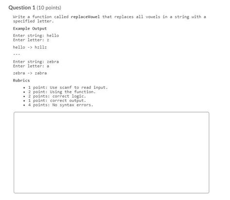 Solved Question 1 10 Points Write A Function Called Chegg