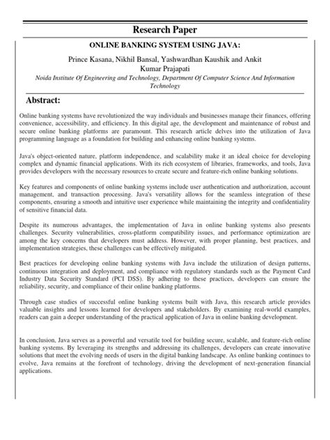 reserach paper online banking system using java pdf computer