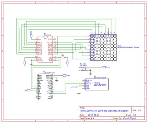 8x8 Led Matrix Display Control With Bluetooth Oshwlab