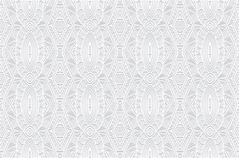 양각 빈티지 흰색 배경 민족 표지 디자인 프레스 용지 낙서 및 젠탱글 기술 기하학적 3d 패턴입니다 동양 아시아 인도 멕시코
