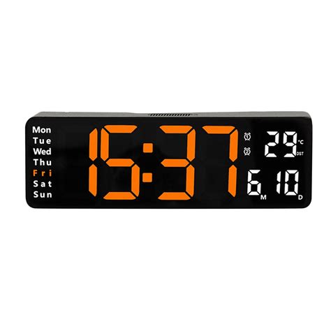 Large Led Digital Wall Clock Temperature Date Day Display Usb Remote