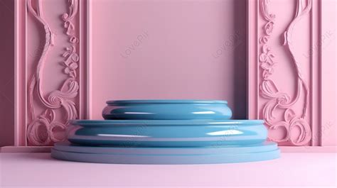 마음을 사로잡는 3d 렌더링 이미지 파란색과 분홍색 배경의 멋진 럭셔리 연단 핑크 블루 배경 연단 배경 홍색 배경 이미지