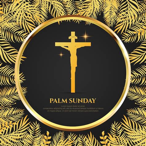 종려 주일 부활절과 그리스도의 부활 금 종려 주일 디자인 배경 벡터 프리미엄 벡터