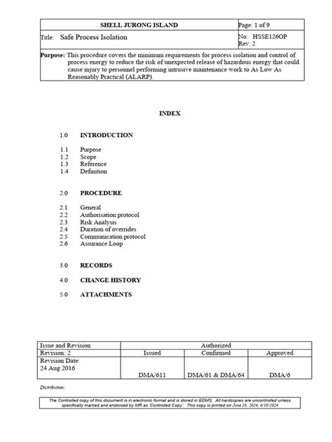 Hsse126op Safe Process Isolation Procedure Pdf Safety Occupational Safety And Health