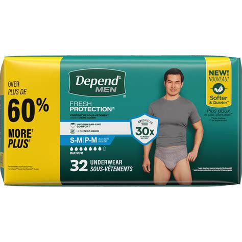 Depend Fresh Protection Mens Adult Incontinence Underwear Sm Grey